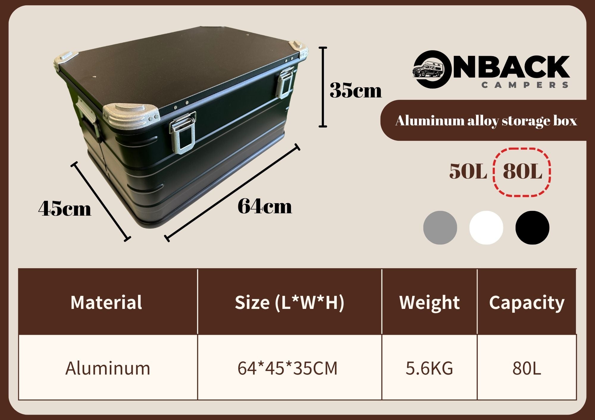 Aluminum Alloy Storage Box – On Back Campers