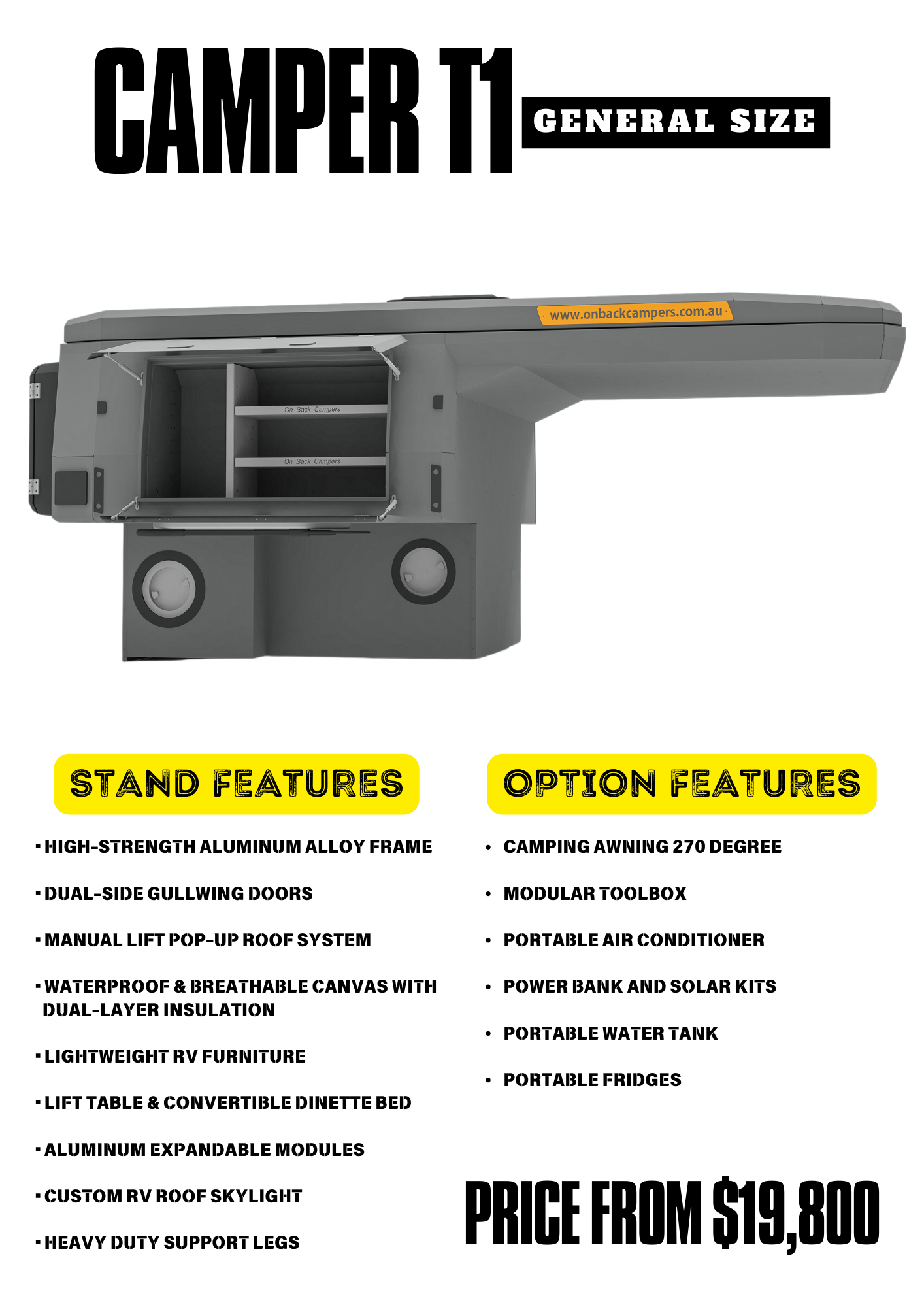 Build Your Tray Back Camper | T1 & T2 Series | OnBack Campers Australia ...