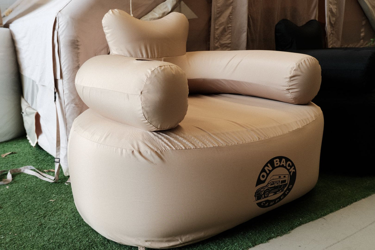 OBC Inflatable Single Sofa (Khaki) – On Back Campers